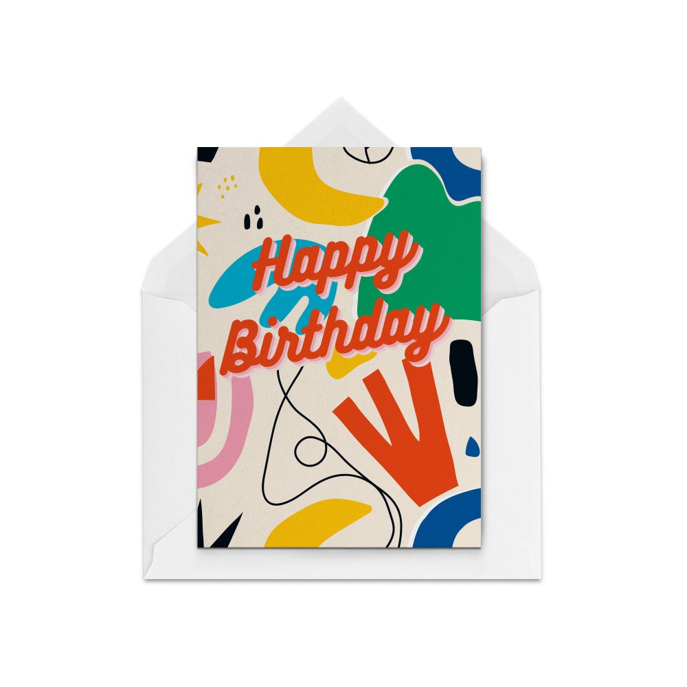 Bright Birthday Card with colourful shapes – The Paper People Greeting ...